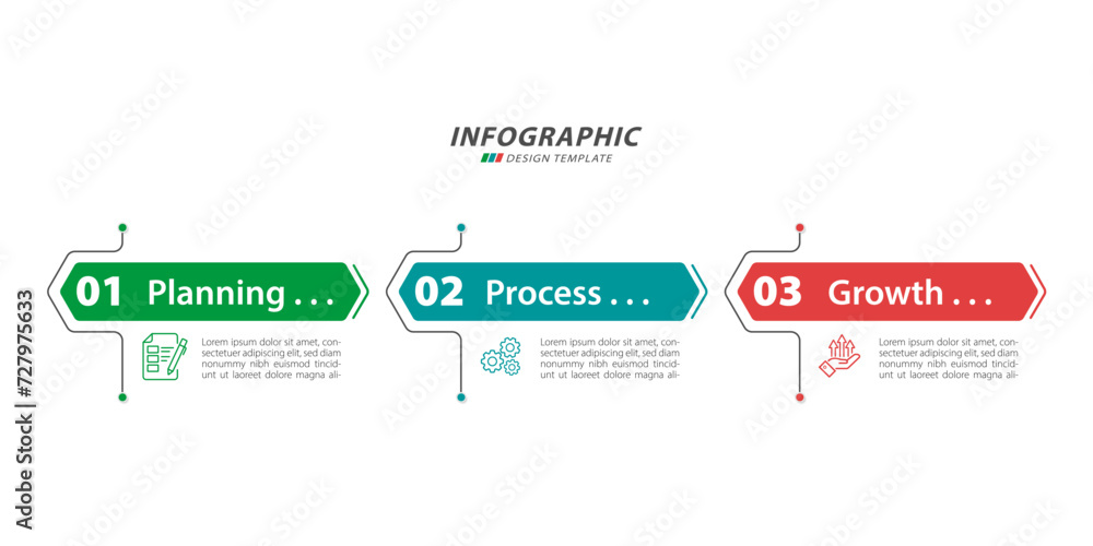 Infographic 3 Step timeline journey, calendar Flat simple infographics ...