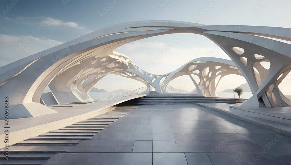 Cubist-inspired 3D bridges and walkways with architectural concrete ...