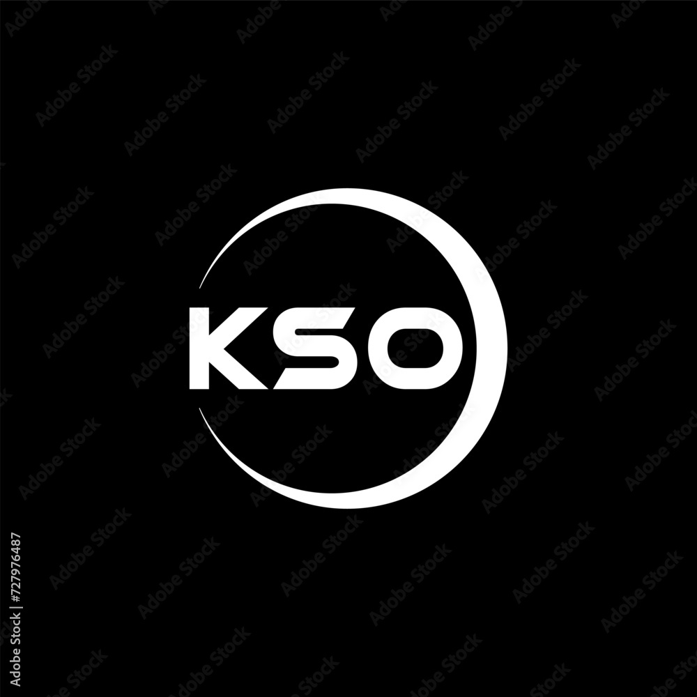 KSO letter logo design with black background in illustrator, cube logo ...