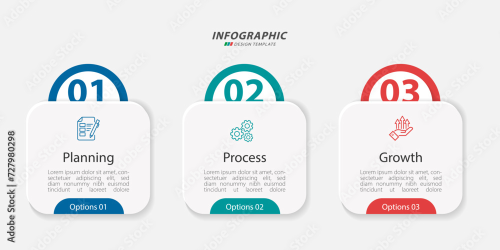 Infographic 3 Step timeline journey, calendar Flat simple infographics ...
