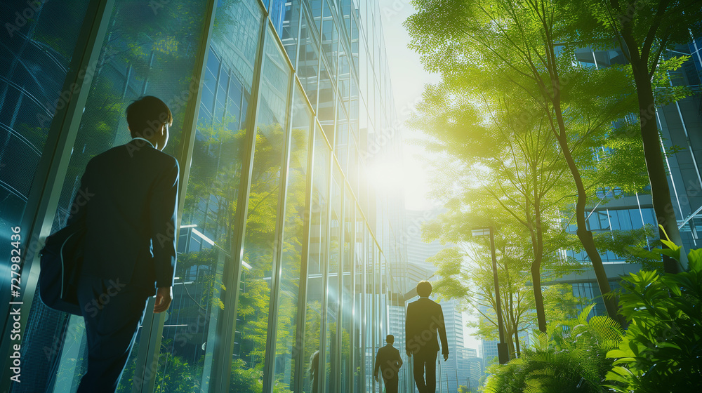 Modern urban architecture with sustainable green design in city ...
