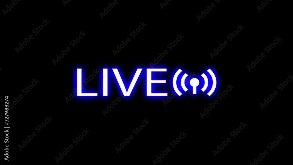 Neon live stream icon. template neon sign light banner neon sign board ...