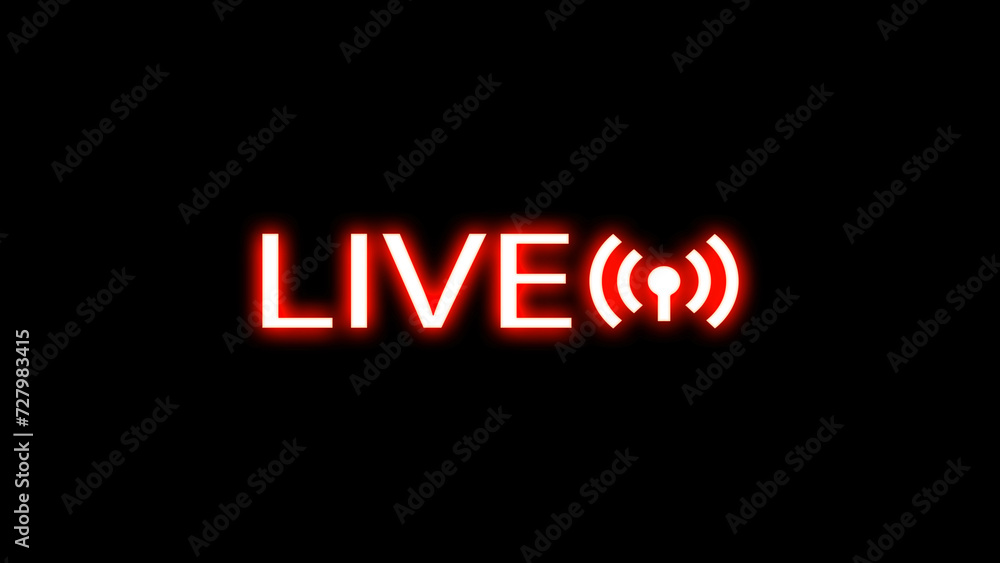 Neon live stream icon. template neon sign light banner neon sign board ...