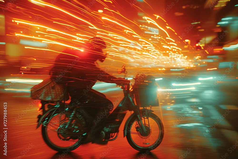 Amidst a dark night, a daring individual sets the streets ablaze on ...