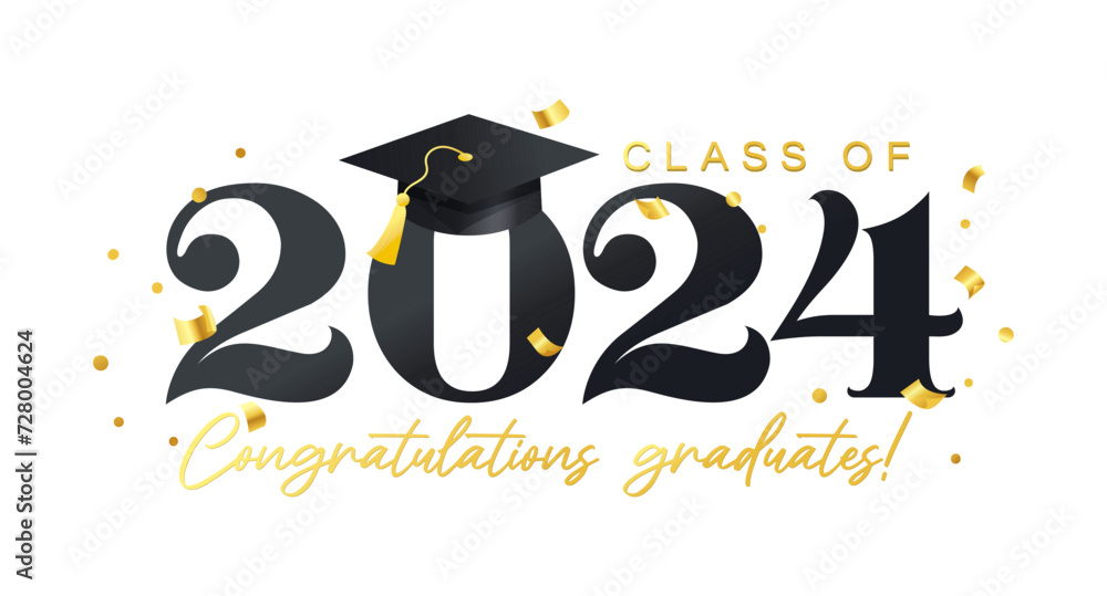 Congratulations graduates vector illustration. Class of 2024 elegant ...