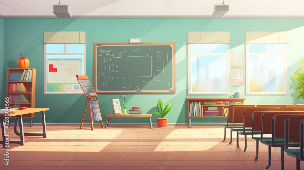 cartoon vector classroom with chalkboard Stock Photo | Adobe Stock