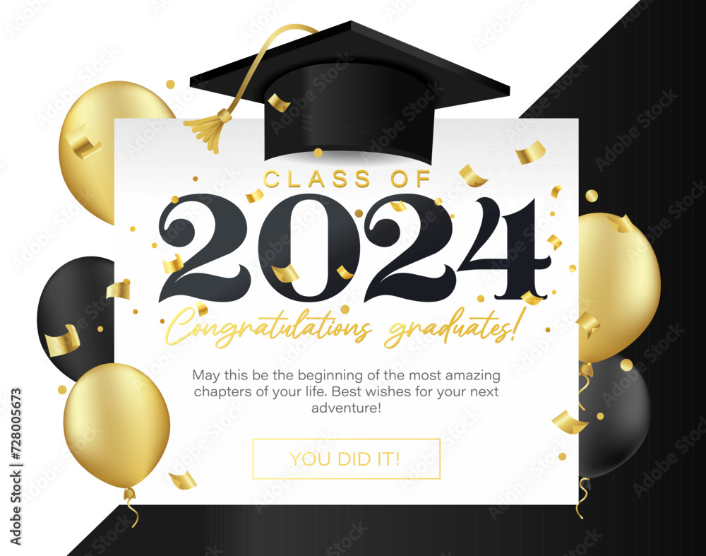 Class of 2024 Vector Illustration. Congratulations Graduates template ...