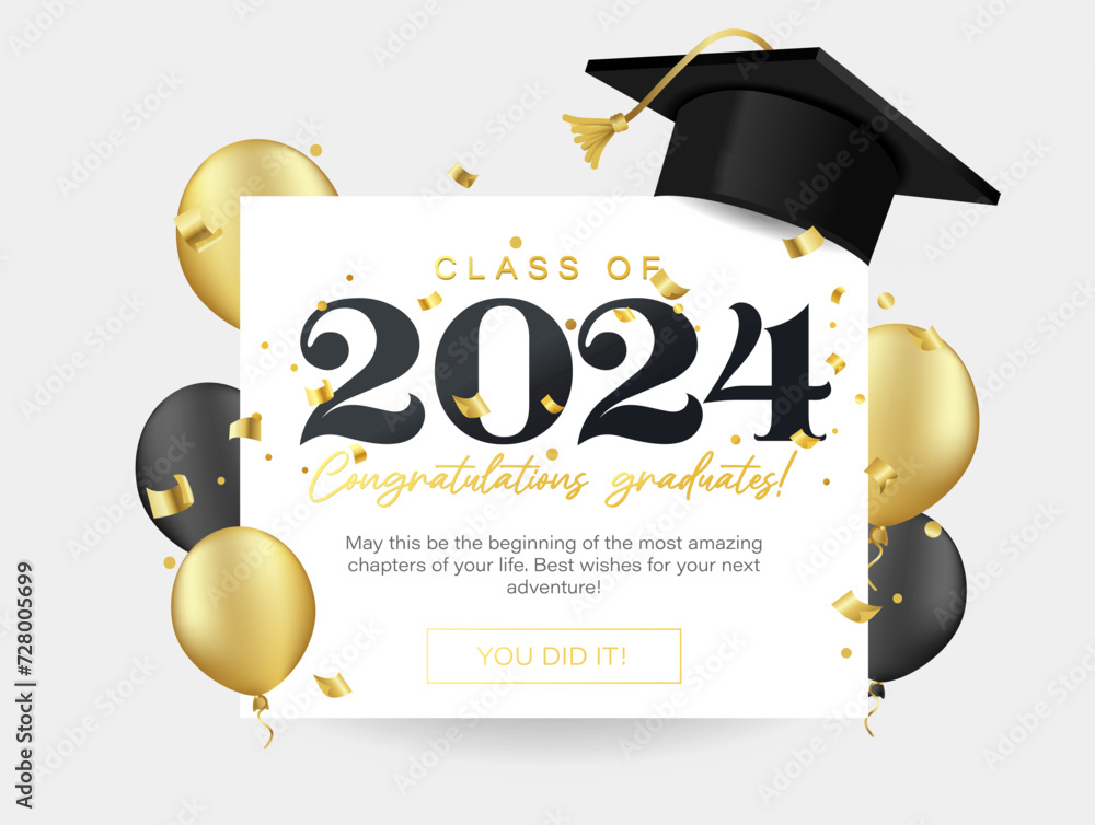 Class of 2024 Vector Illustration. Congratulations Graduates template ...