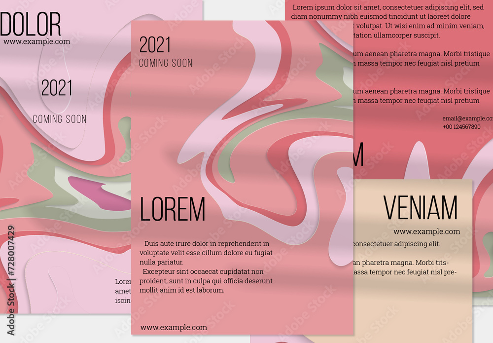 Flyer Layout with Paper Cut Craft Wavy Layered Texture Stock Template ...