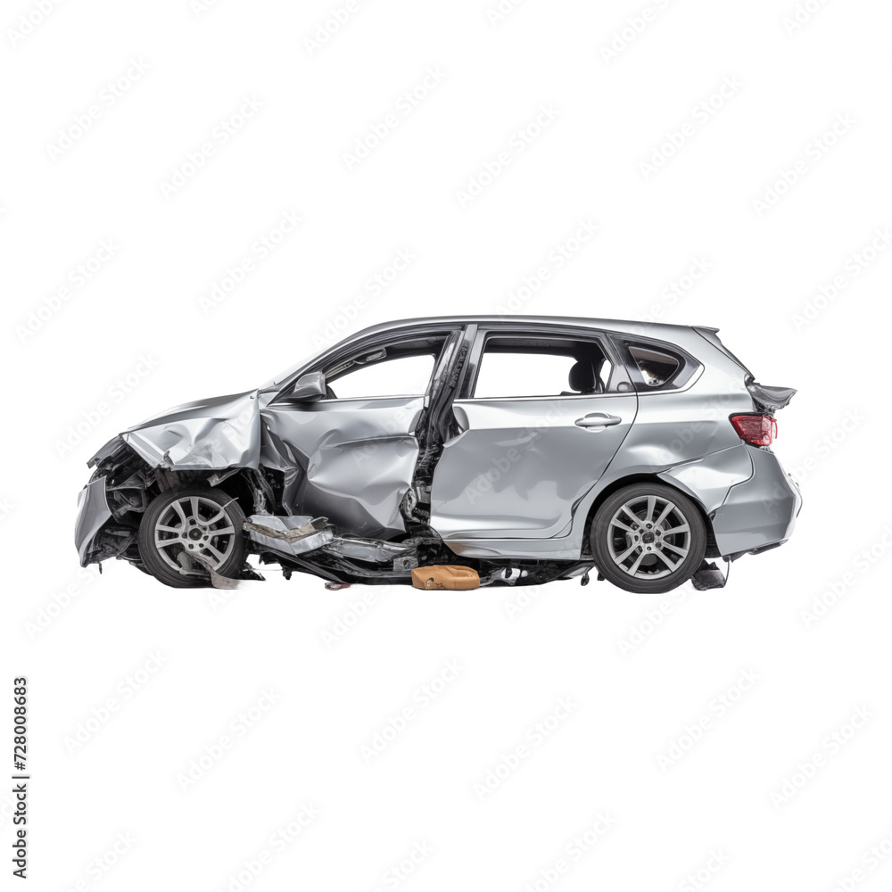 Roadside Collision: Damaged Car After Accident isolated on transparent ...