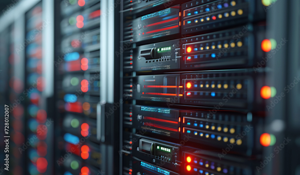 Data center and network devices in high performance operation Stock ...