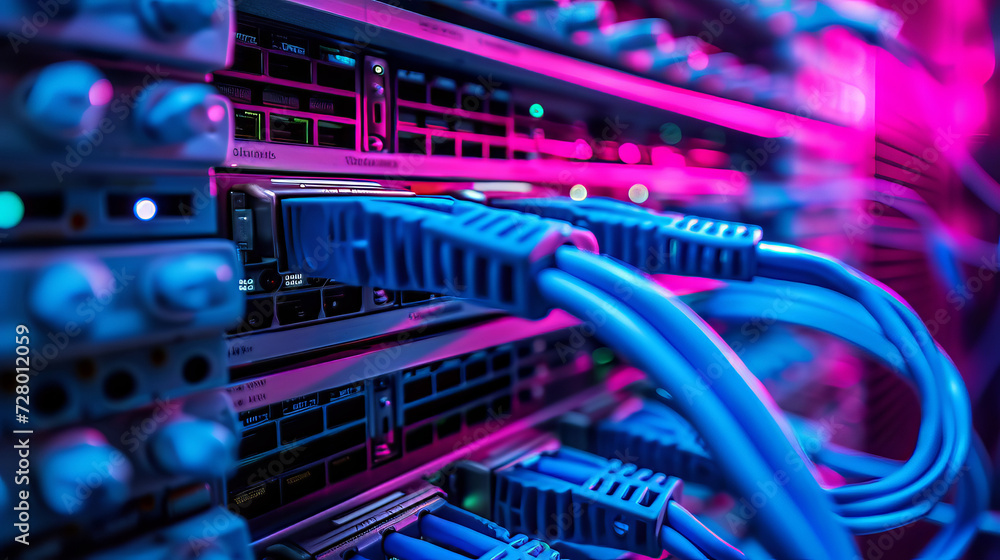 Data center and network devices in high performance operation Stock ...