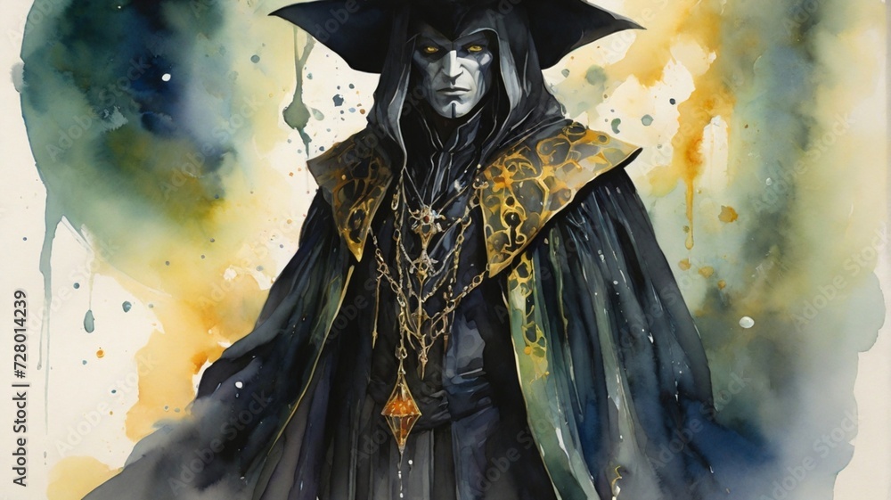 In the enchanting brushstrokes of a watercolor painting, an enigmatic ...