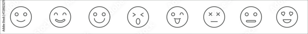 outline set of emoticon line icons. linear vector icons such as smile ...