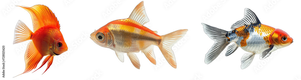 Collection of aquarium fish, freshwater fish on transparent background ...