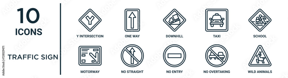 traffic sign outline icon set such as thin line y intersection ...