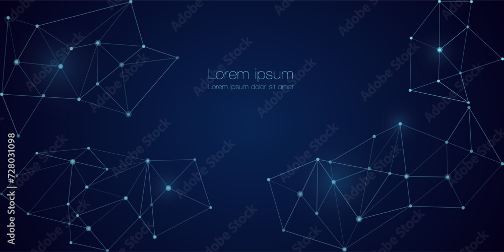 Abstract technology Network nodes, digital connection polygonal shapes ...