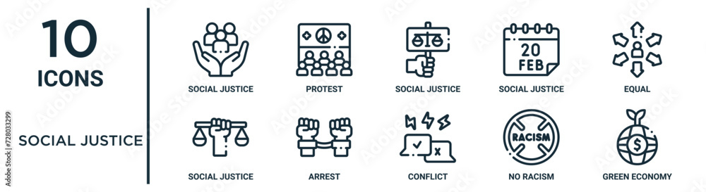 social justice outline icon set such as thin line social justice ...