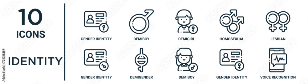 identity outline icon set such as thin line gender identity, demigirl ...
