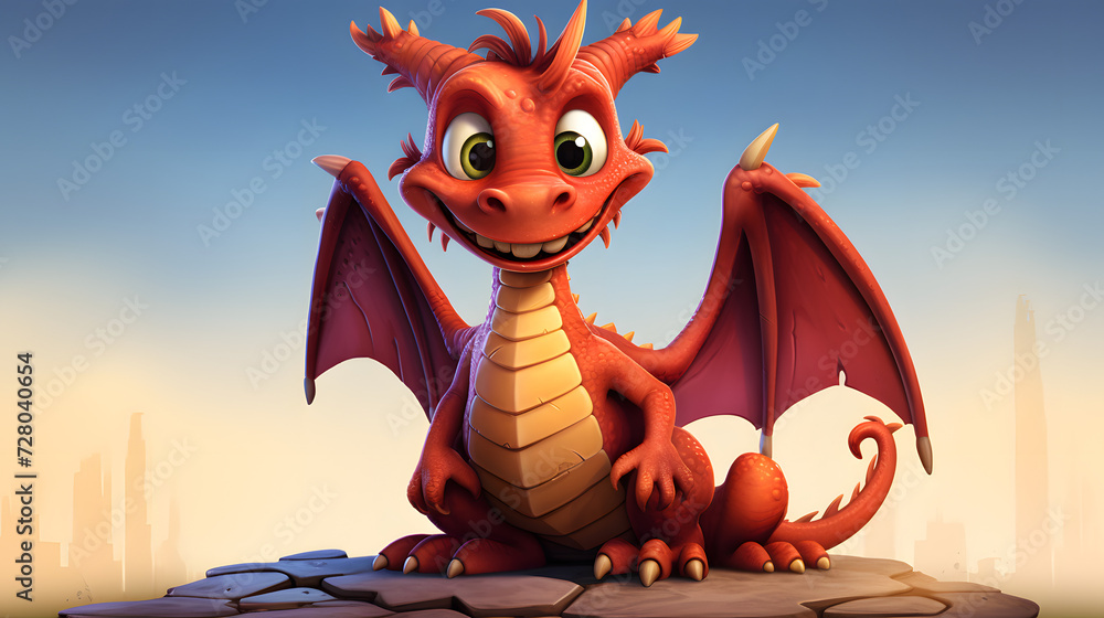 cartoon dragon, small cartoon dragon, cute dragon fantasy characer ...
