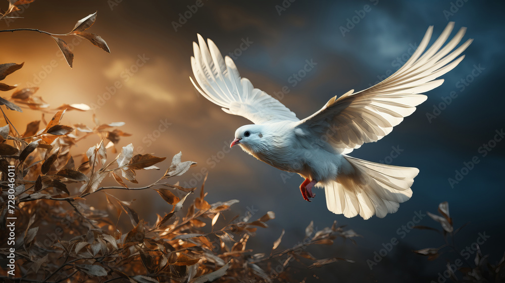 Dove of Peace: A gentle illustration of a white dove, representing ...
