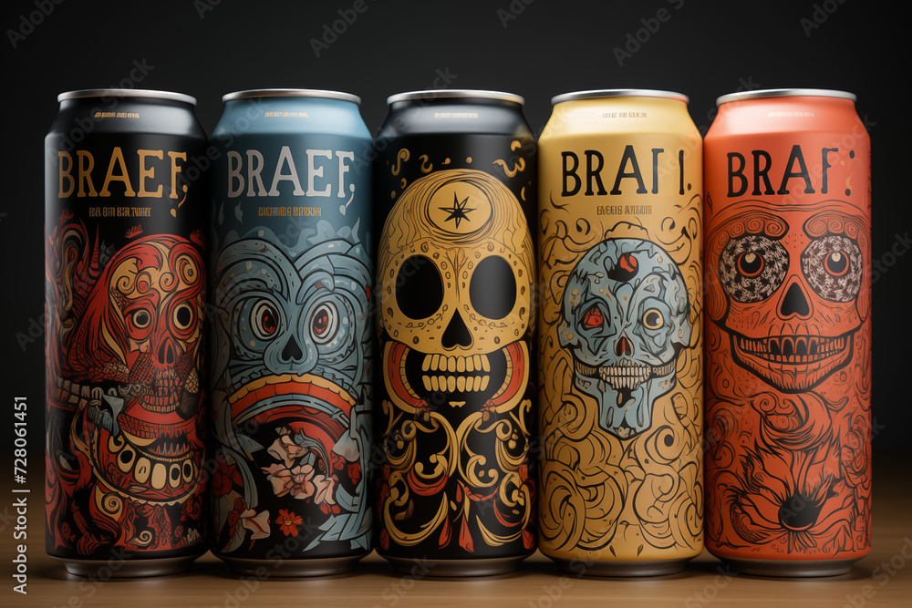 Bierdosen mit unterschiedlichen Designs und coolen Bildern, Bier in ...