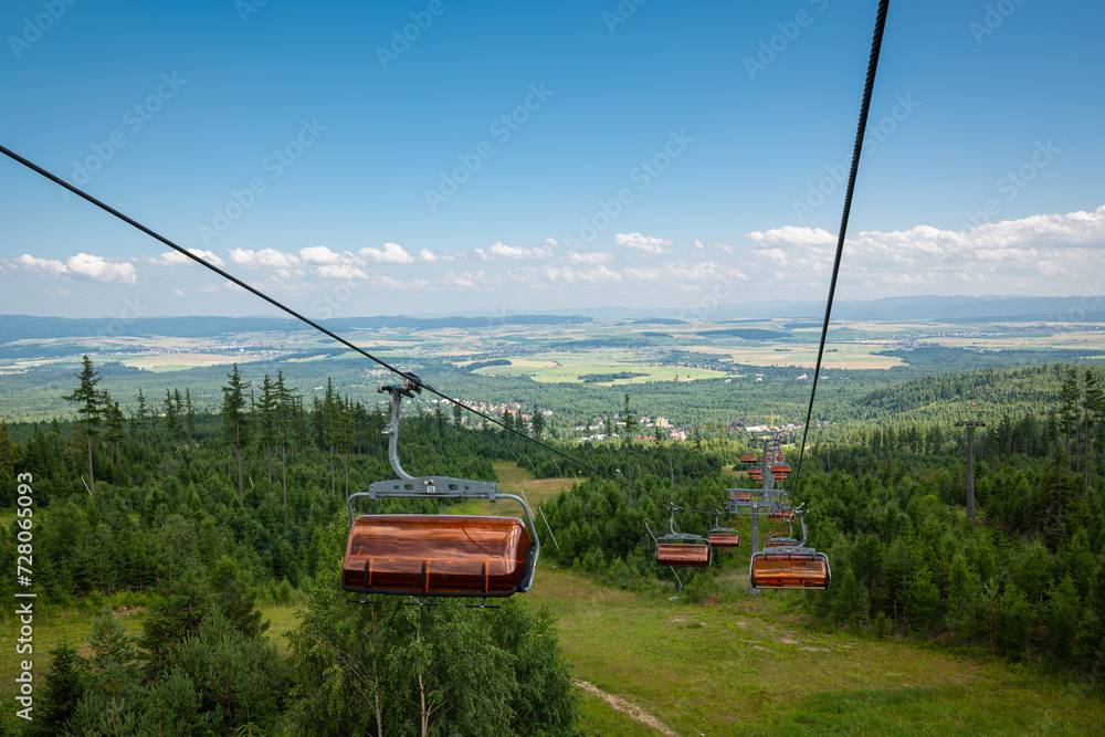 Cable car from Tatranská Lomnica to Skalnatá dolina in the High Tatra ...