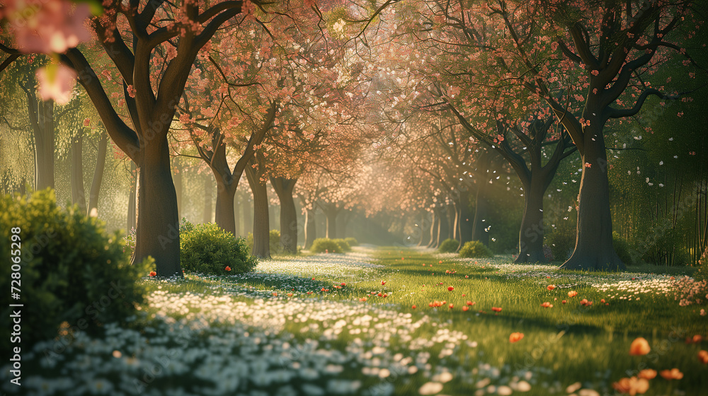 representation of April Fools' Day, showcasing a serene park where ...