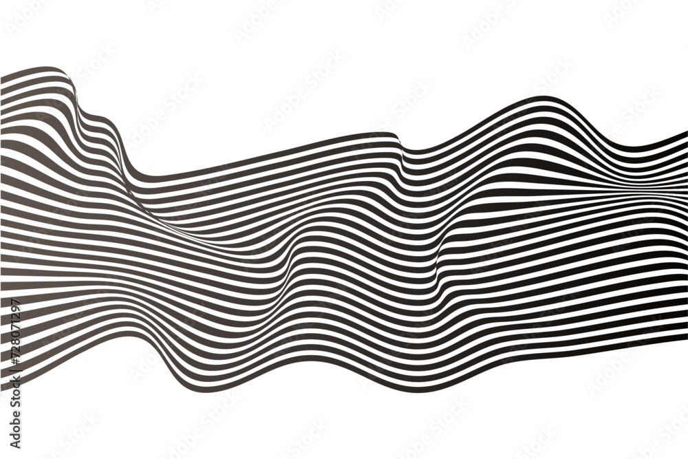 Black abstract dynamic line art wavy flowing vector. Isolated on ...