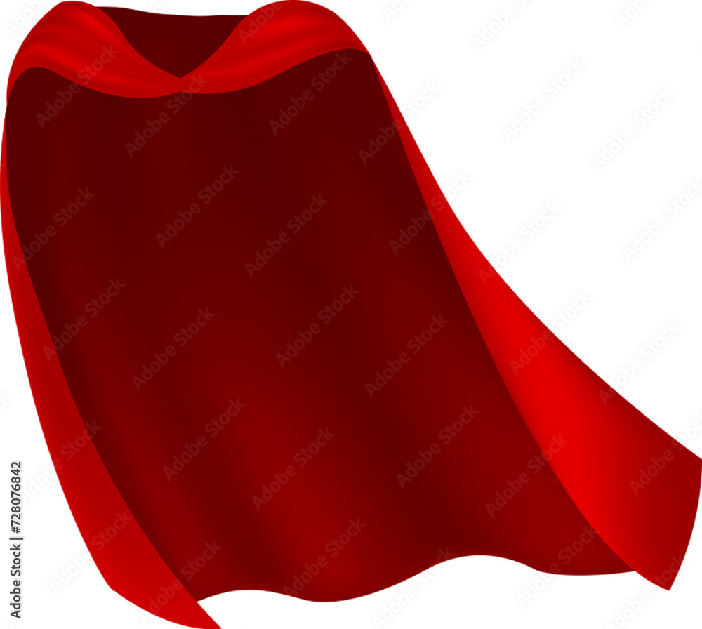 Red cape. Realistic draped scarlet cloak. Silk and velvet textile ...