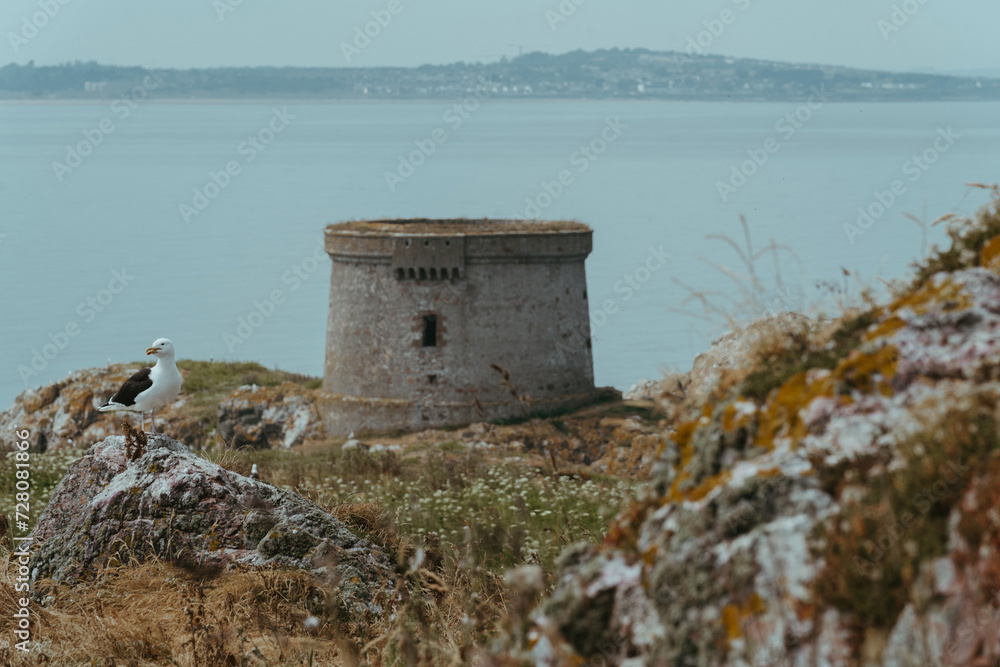 Martello Tower on Ireland Eye in Howth Village outside of Dublin ...