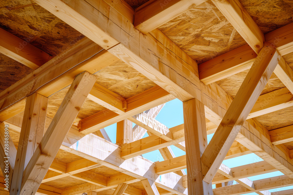 Newly house is under construction interior framing is already complete ...