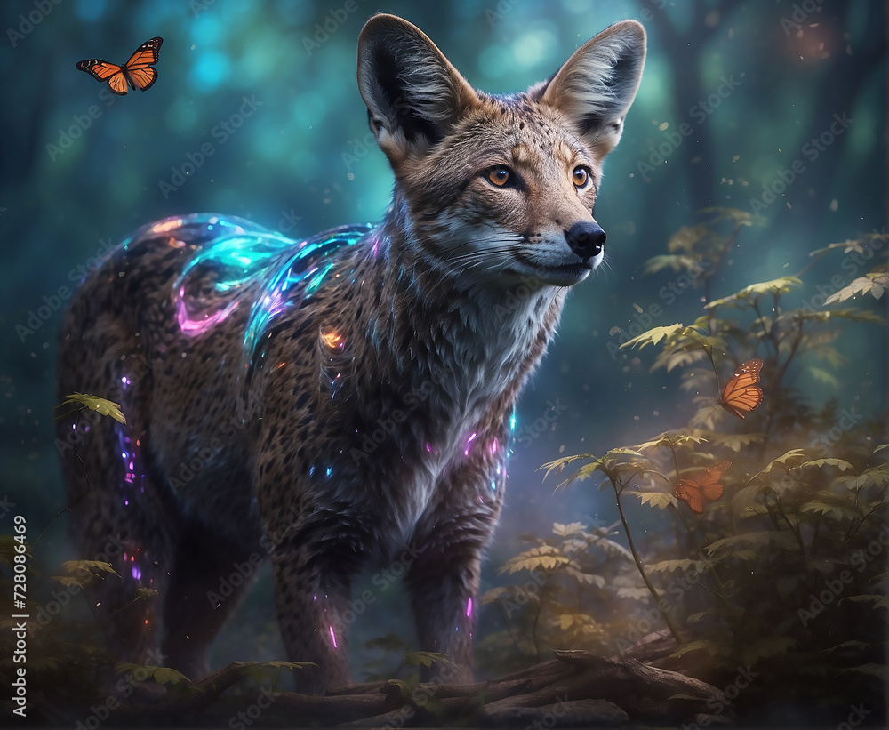 Holographic effects with depictions of wildlife, creating a futuristic ...