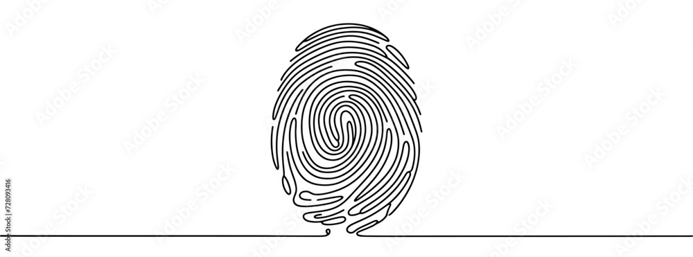 Linear drawing of a fingerprint. Continuous line drawing of biometric ...