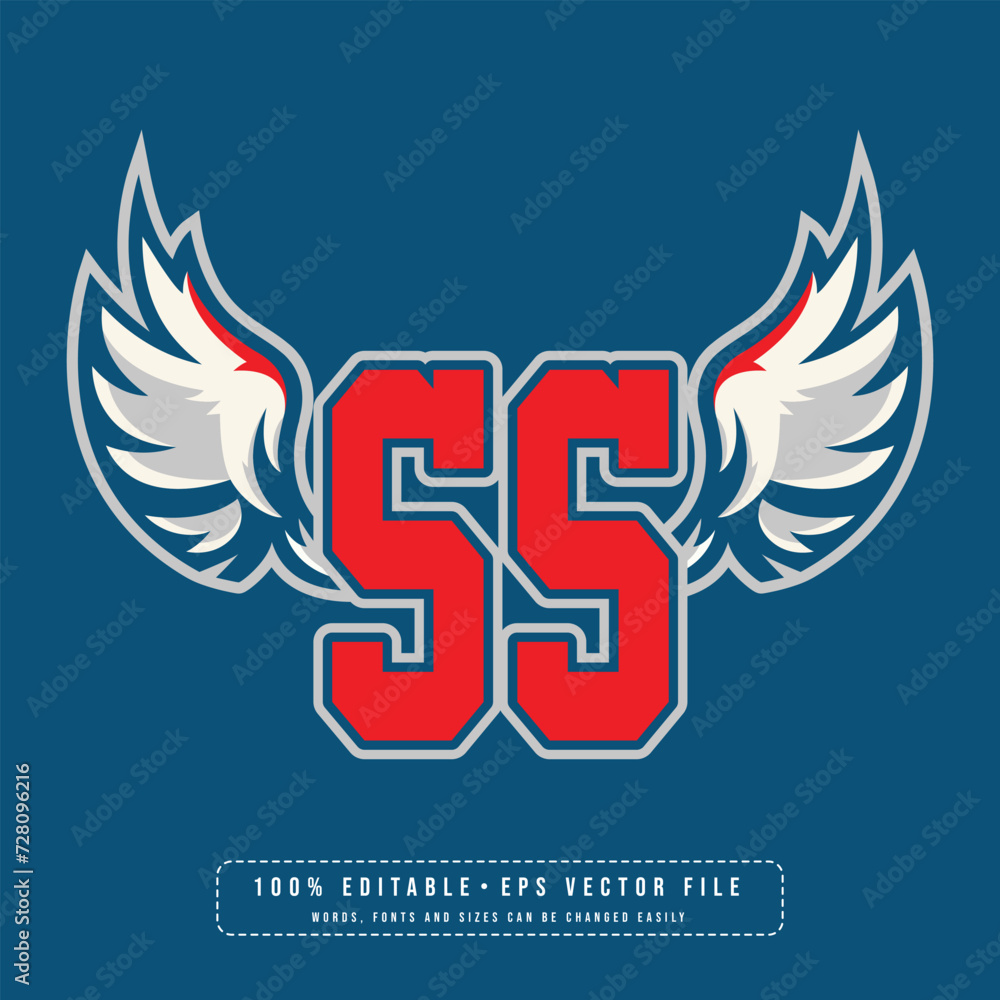 SS wings logo vector with editable text effect. Editable letter SS ...