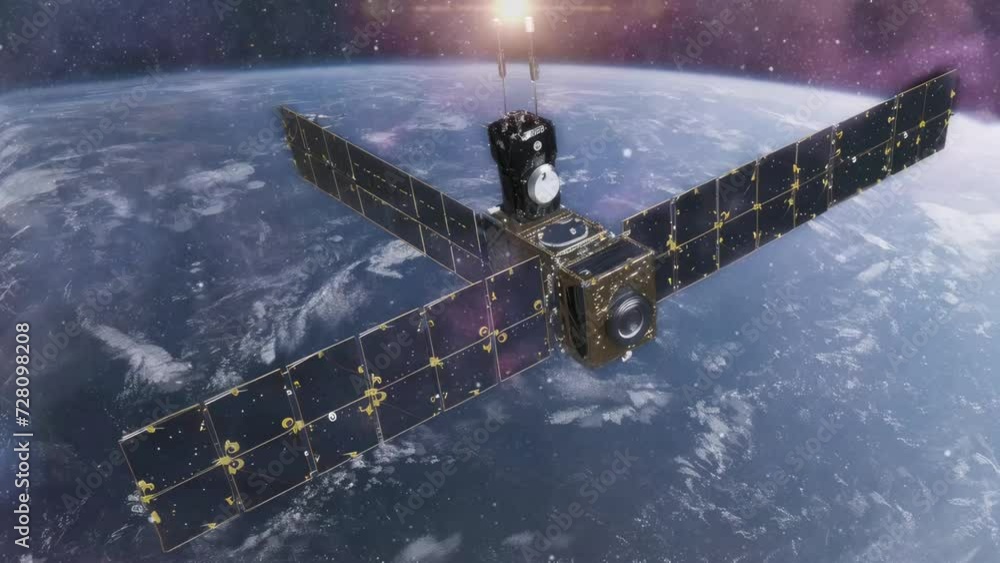 Vidéo Stock Communication Satellite in Geostationary Orbit with many ...