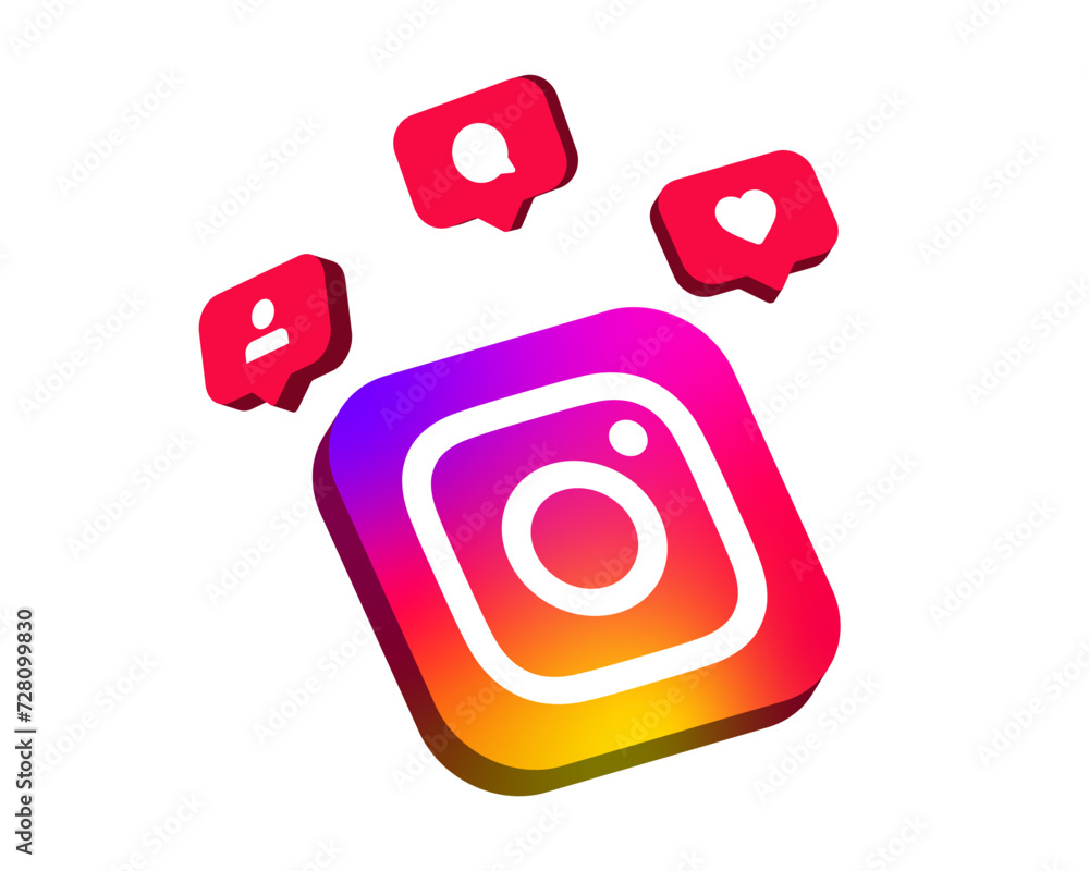 3d instagram logo or instagram icon 3d in modern square frame. 3d ...