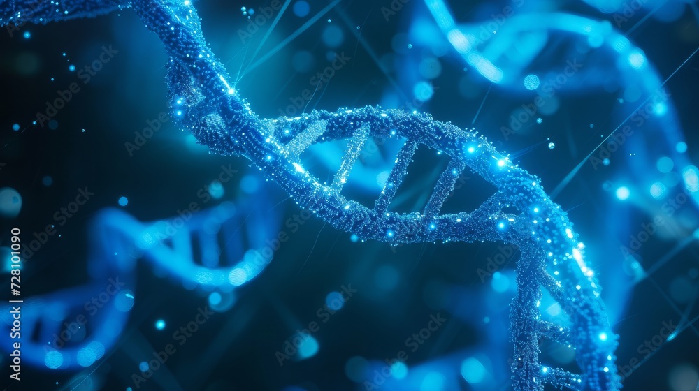 Abstract DNA medical background. 3d illustration of double helix blue ...