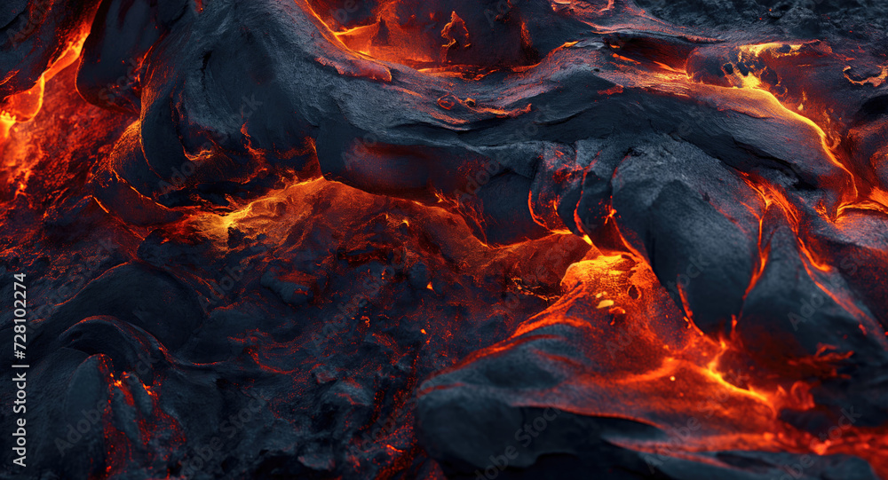 Black and red high detail vulcano and lava texture with fire splashes ...