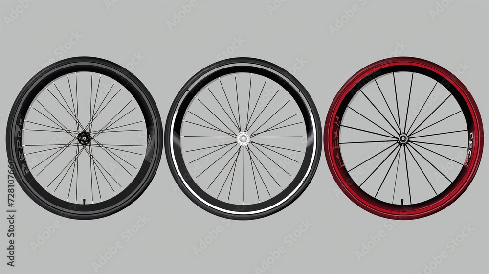 vector illustration of 3 types of bicycle wheels Stock Illustration ...