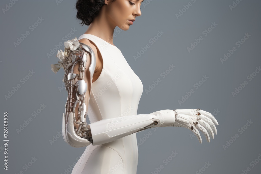 Young girl confidently with technologically advanced prosthetic arm ...