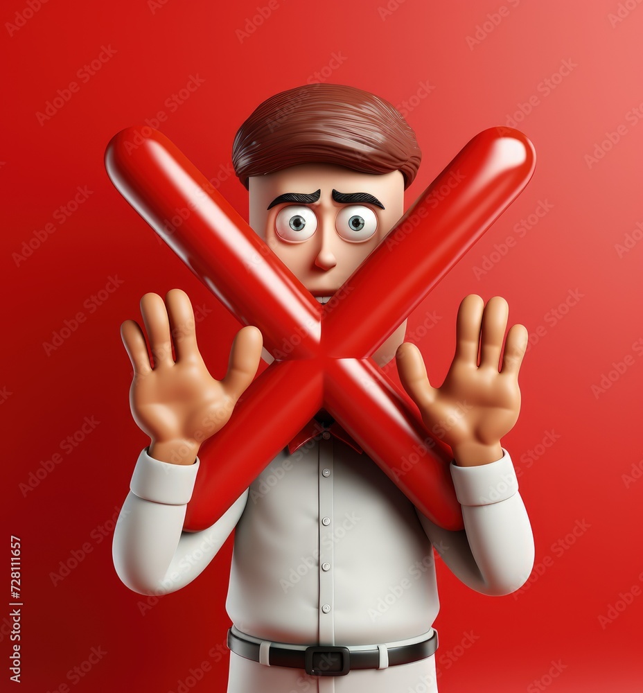 Banning entry: a 3d prohibition concept with a red x sign, a virtual ...