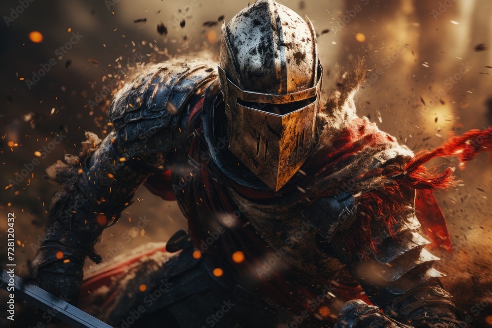 A knight clad in gleaming armor, a symbol of chivalry and valor ...