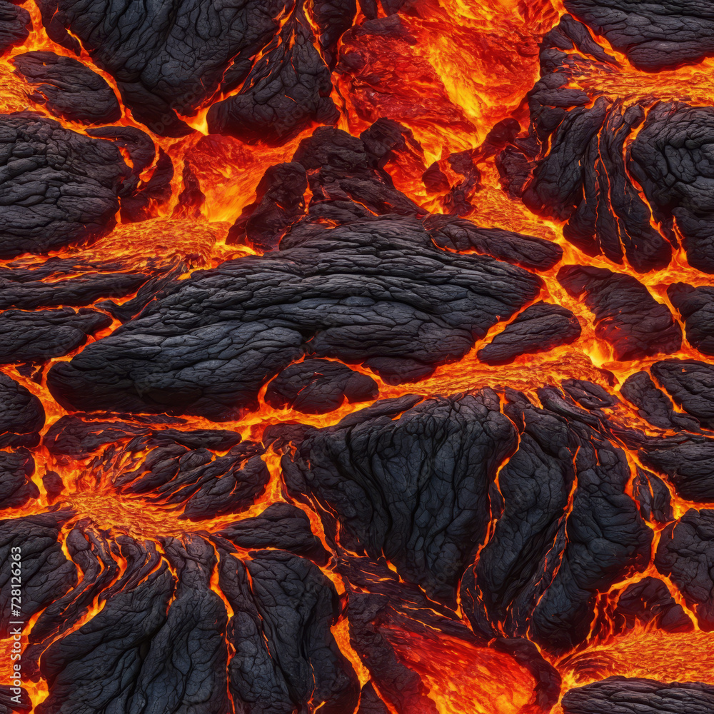 Lava Rock Texture Background: Volcanic Fire, Magma, Molten Flow ...