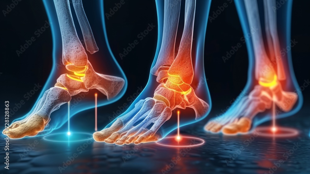 Three different types of foot pain, AI Stock Illustration | Adobe Stock