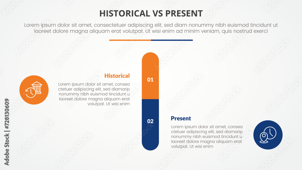 historical vs present versus comparison opposite infographic concept ...