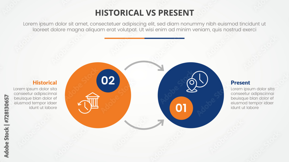 historical vs present versus comparison opposite infographic concept ...