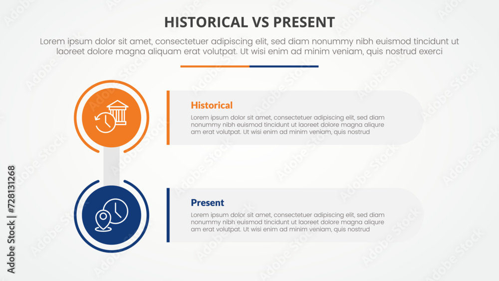 historical vs present versus comparison opposite infographic concept ...