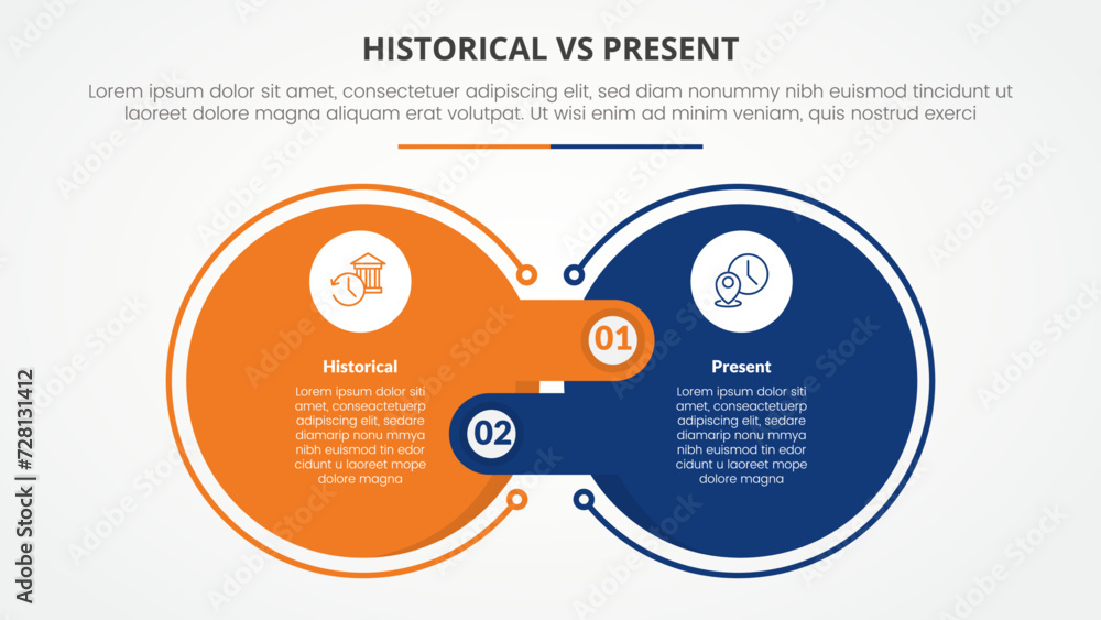 historical vs present versus comparison opposite infographic concept ...