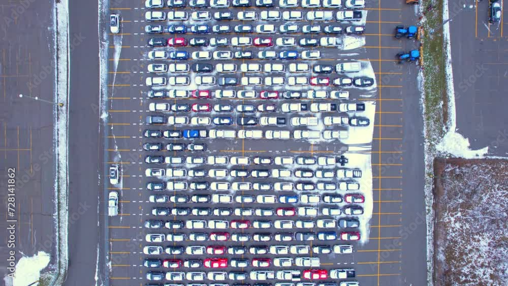 High volume of used cars located at vehicle transportation parking lot ...
